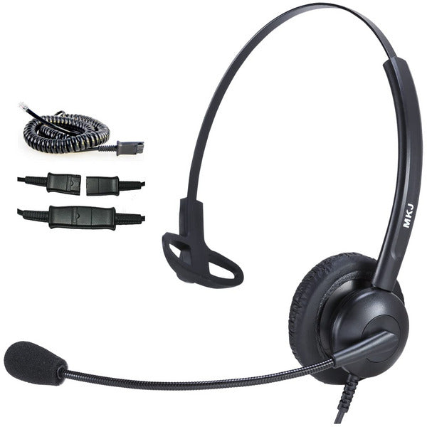 MKJ Headset With Microphone Noise Cancelling Corded RJ9 Call Centre Telep