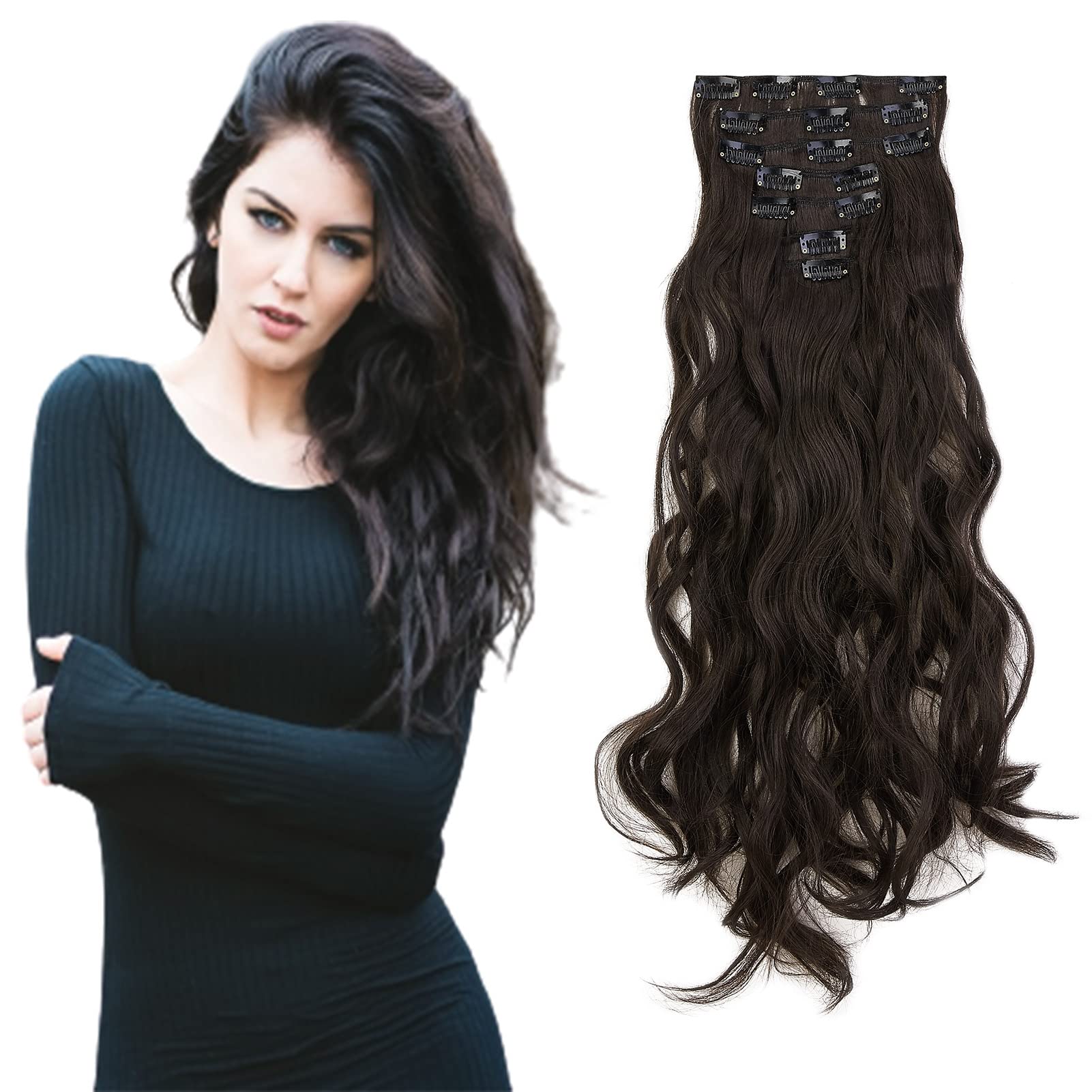 Cybelleza 20inch Clip In Hair Extension Curly Wavy Long Clip In Hair Exte
