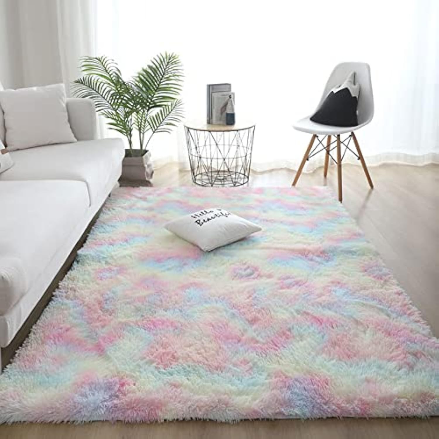 Luxurious Shaggy Area Rug 120x160cm - Fluffy Faux Fur, Non-Slip Carpet Fo
