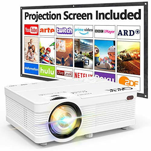 QKK AK-81 Projector With Projection Screen, 6500 Lumens Mini Projector 10