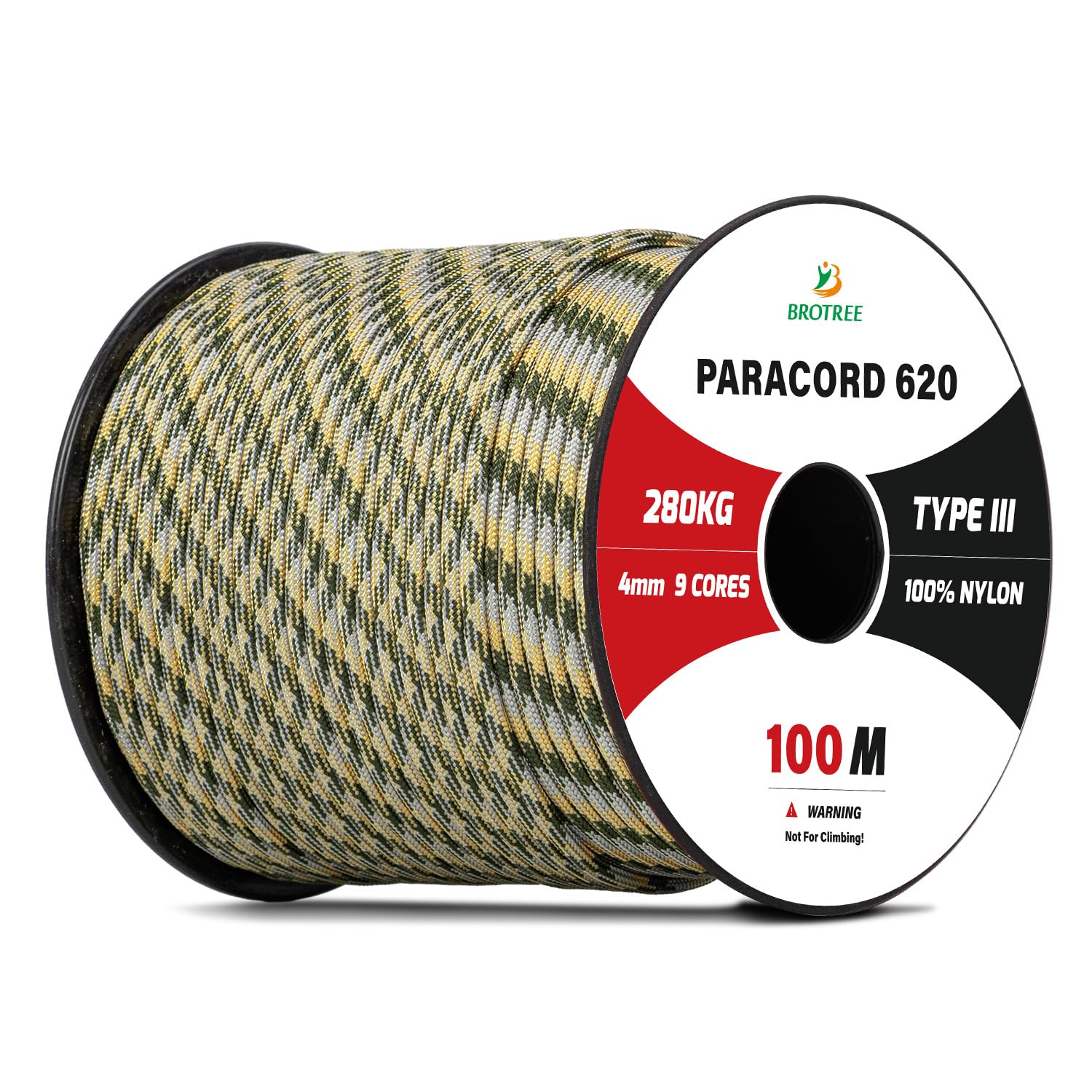 BROTREE Paracord 4mm 100M 9 Strands 100% Nylon Rope Type 3 Parachute Cord - BargainFox.com
