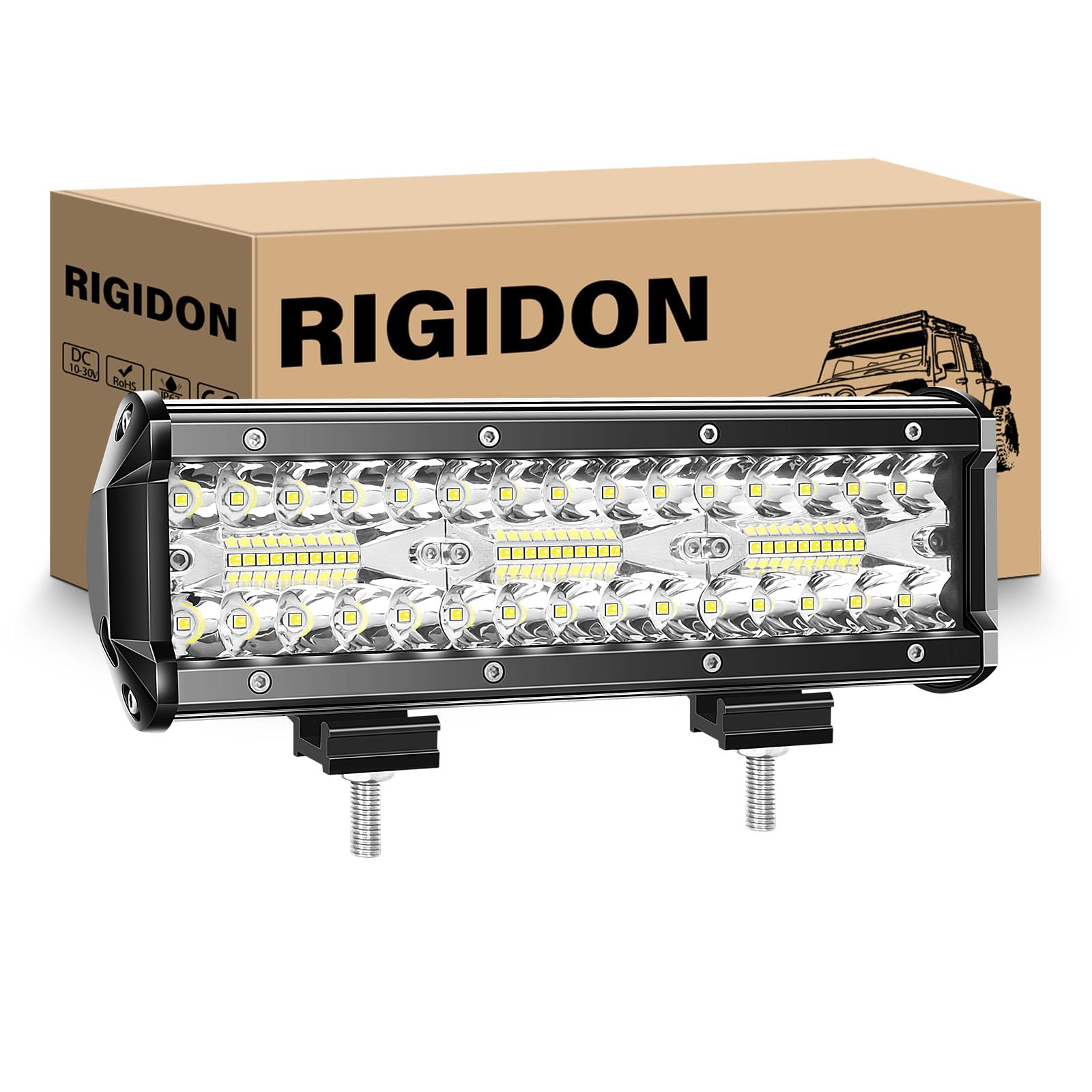 RIGIDON LED Light Bar,9Inch 180W Triple Row LED Light Bar Flood Spot Comb