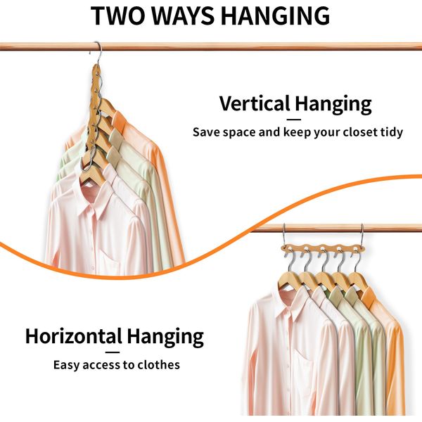 Space Saving Hangers For Clothes Wooden Coat Hangers 6pcs For Wardrobes M