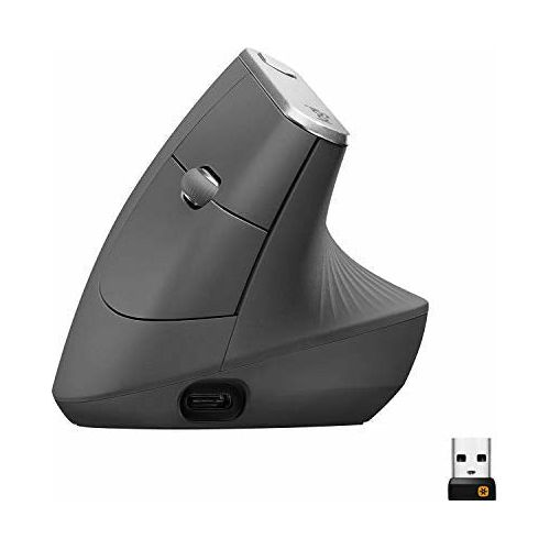 Logitech MX Vertical Ergonomic Wireless Mouse, Multi-Device, Bluetooth Or