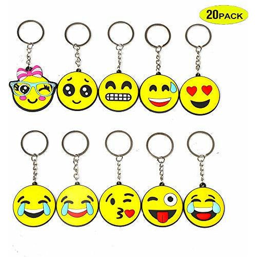 DIYASY Emoji Keyring 20pcs Smile Emoji Emotion Key Ring For Party Favors