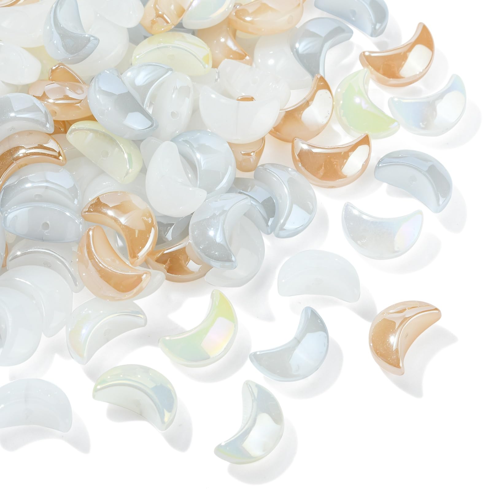 UR URLIFEHALL 100 Pcs Handmade Lampwork Glass Moon Beads Crescent Moon ...