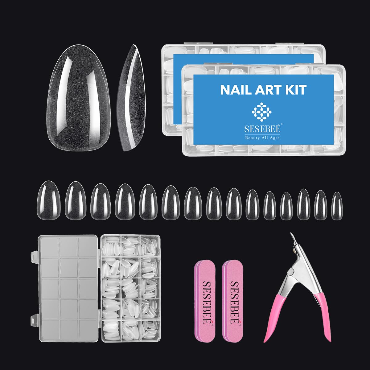 Gel Tips Nail Extension Kit, Fake Nail Tips 600PCS 15 Size With Nails Fil