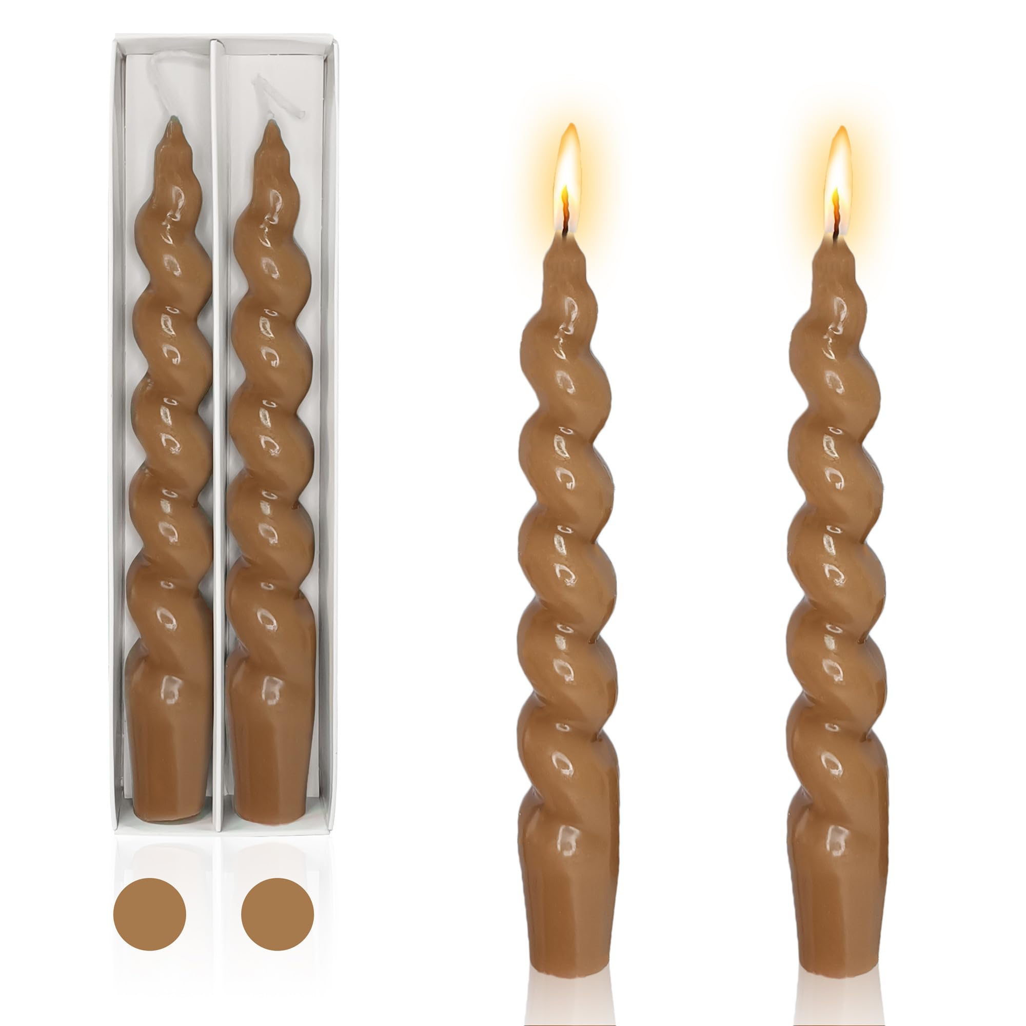 Taper Candles Twisted Candlesticks Set Of 2-Short 7 Inch Dinner Candle St