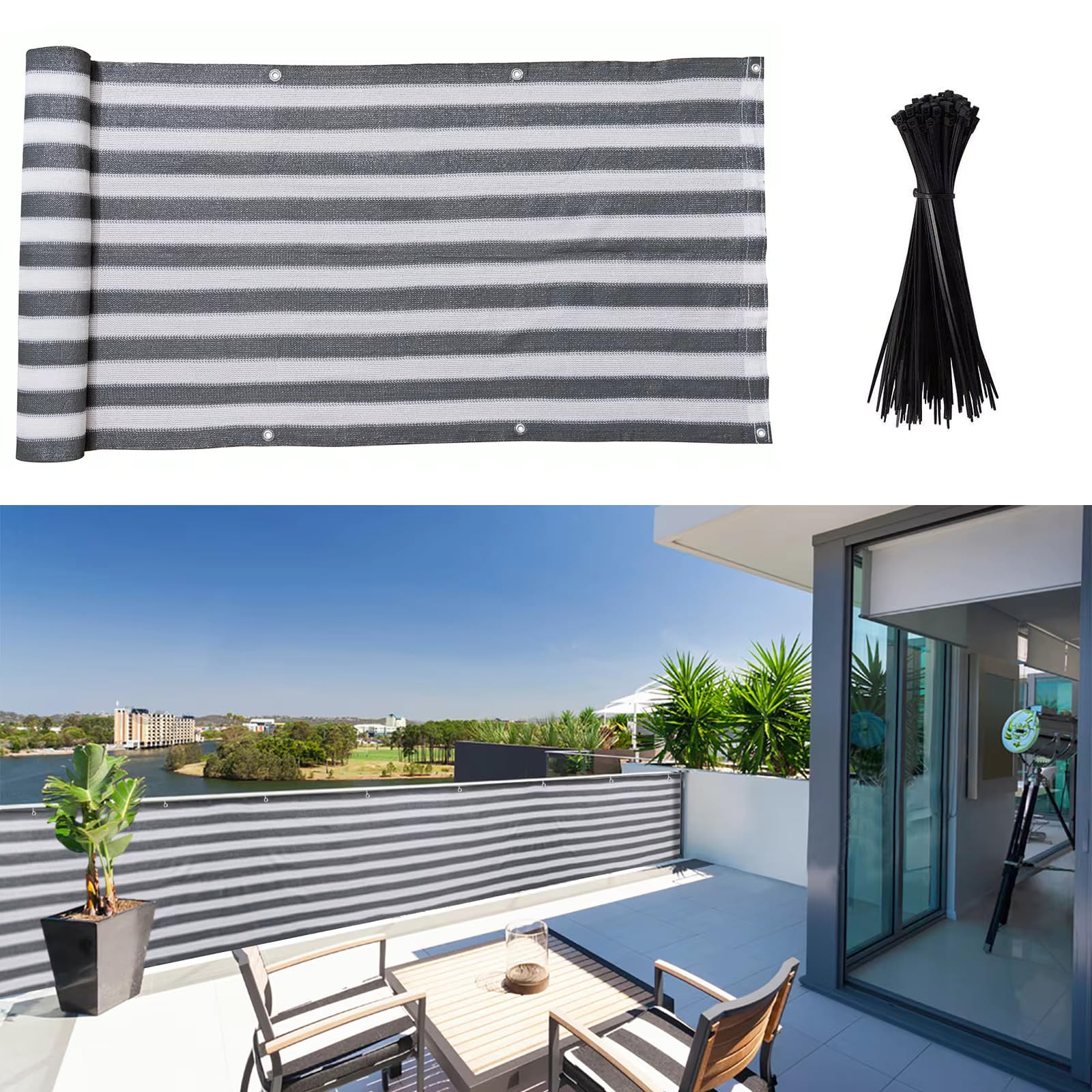 Vocray 0.9X5M Balcony Privacy Screen Apartment, Balcony Cover For Shade A