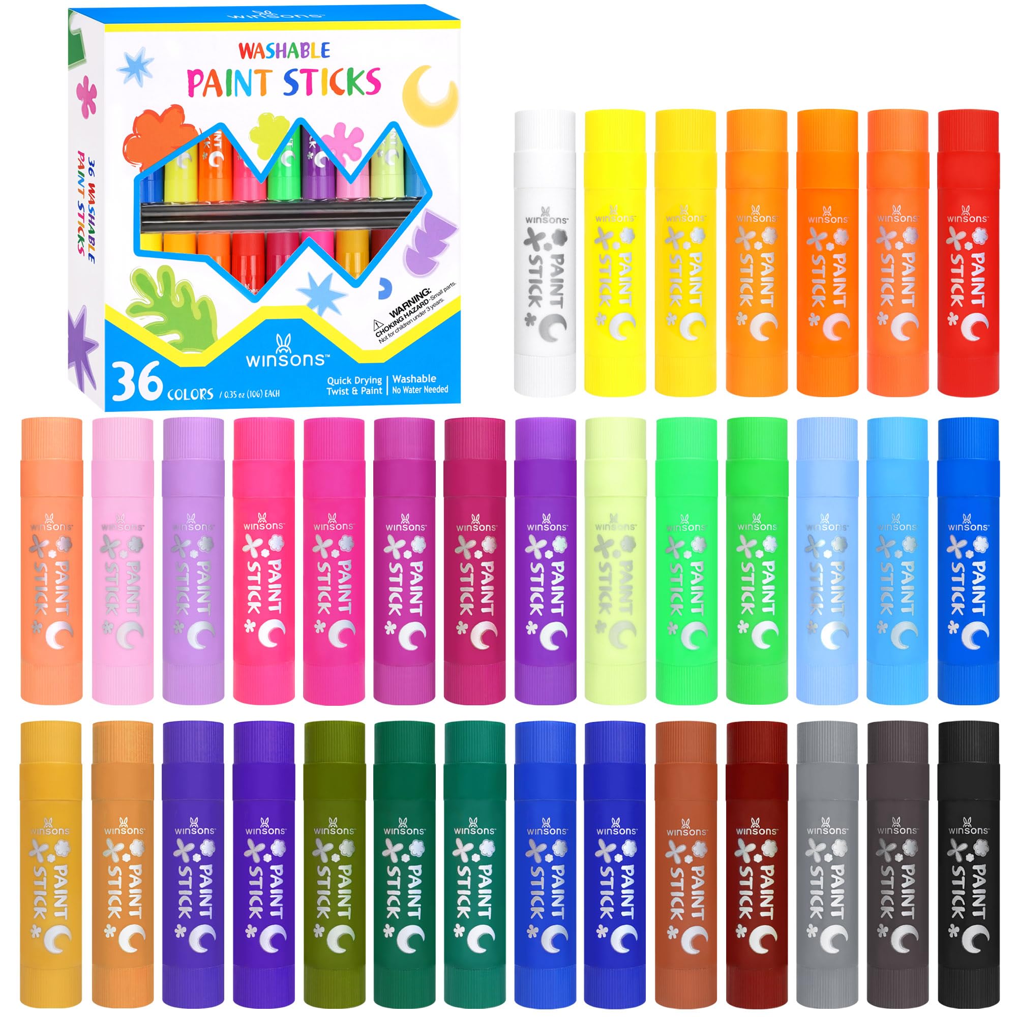 Tempera Paint Sticks,36 Vibrant Colors Washable Paint Sticks For Kids, Qu
