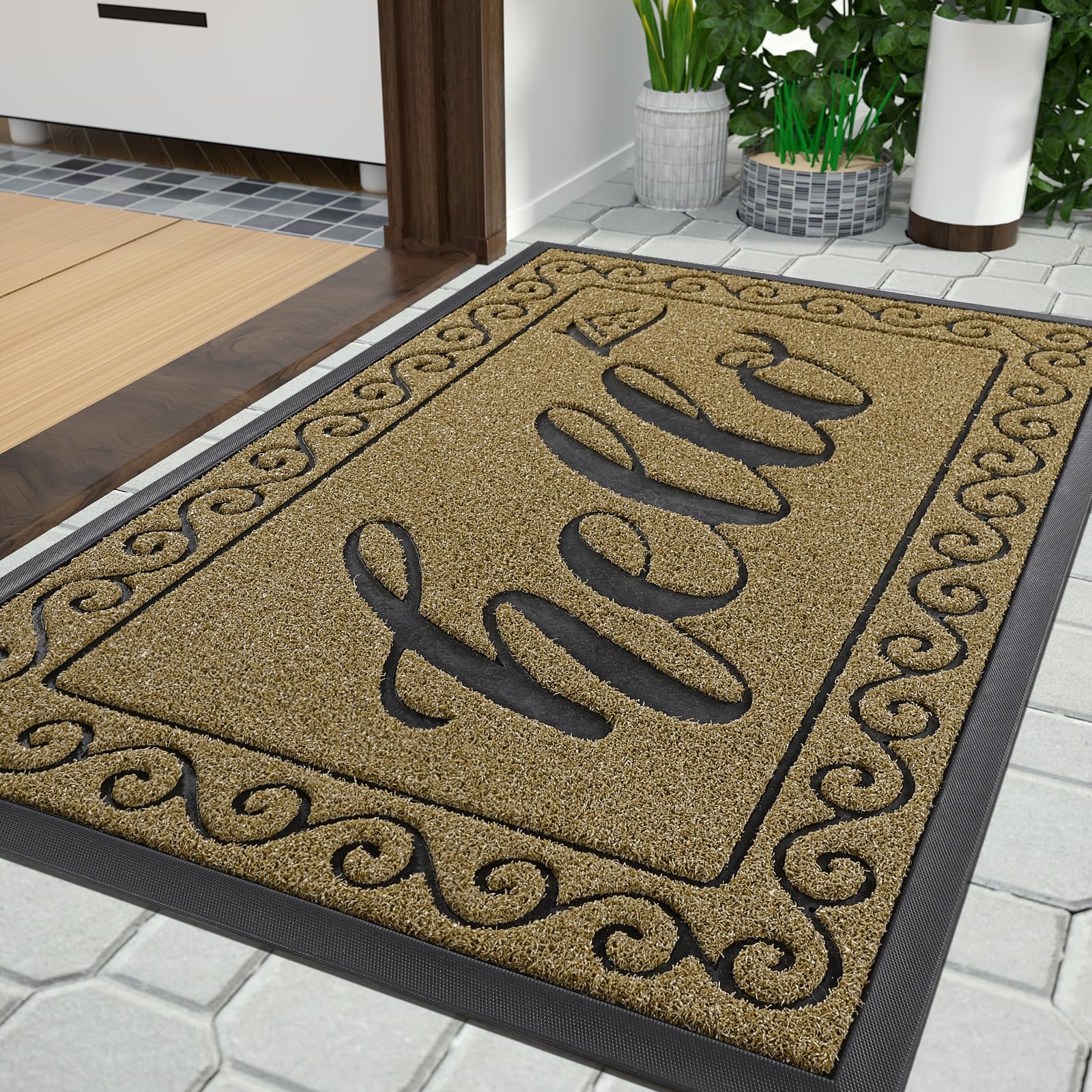 Yimobra Front Door Mat, Heavy Duty, Absorbent, Mud Resistant, Easy To ...