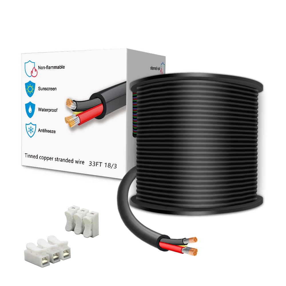LEADTOPS 33FT 18 Gauge 18/3 3 Conductor Electrical Wire 3 Core 3x0.8mm² C